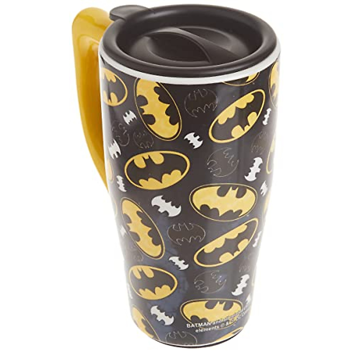 Spoontiques - Ceramic Travel Mugs - Batman Logo Cup - Hot or Cold Beverages - Gift for Coffee Lovers