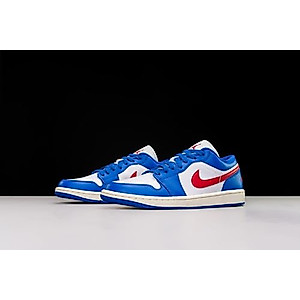 Nike Jordan Women's Air Jordan 1 Low Sneakers (Sport Blue/Grym Red-White-Sail, 8.5)