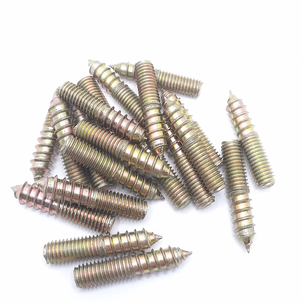 Haozheng Hanger Bolt M8x40 Double Headed Bolt Self-Tapping Screw for Furniture 20Pcs Bronze
