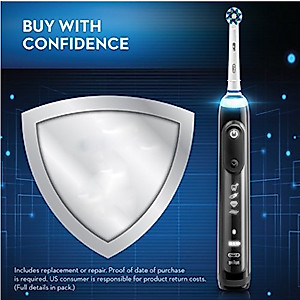 Oral-B 7500 Electric Toothbrush, Black with 3 Brush Heads and Travel Case - Visible Pressure Sensor to Protect Gums - 5 Cleaning Modes - 2 Minute Timer