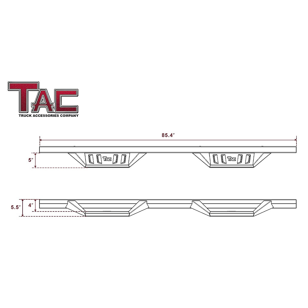 TAC Sidewinder Running Boards Fit 2015-2024 Ford F150 Supercrew Cab| 2022-2024 F150 Lightning EV Supercrew Cab|2017-2024 F250/F350/F450/F550 Super Duty Crew Cab Truck 4” Drop Fine Texture Black 2Pcs