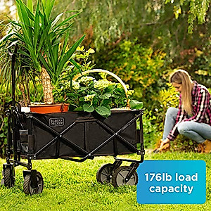 BLACK+DECKER Utility Wagon, Collapsible / Folding Wagon, Black (BDSTCTBK01)