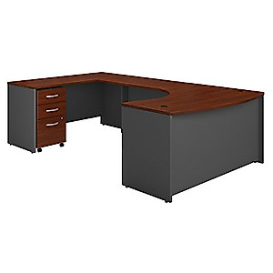 Bush Business Furniture Series C 60W Left Handed Bow Front U Shaped Desk with Mobile File Cabinet in Hansen Cherry