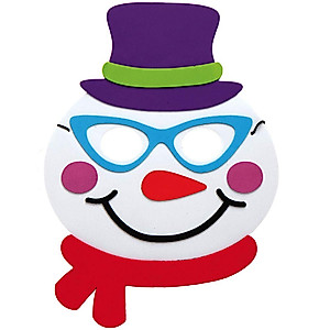Baker Ross AX528 Snowman Mask Costume Kits for Kids - Pack of 4, Foam Arts and Crafting Activities for The Festive Season