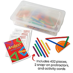 hand2mind AngLegs Classroom Kit with Protractors, Explore Angles, Shapes, and Geometry, Triangle Geometry, Math Manipulatives, Shape Geometry, Geometry Resource, Montessori Math (6 Sets of 72)
