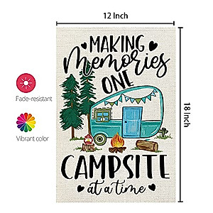 Camping Making Memories Garden Flag 12x18 Inch Double Sided RV Campsite Campfire Outside Party Decoration Yard Décor