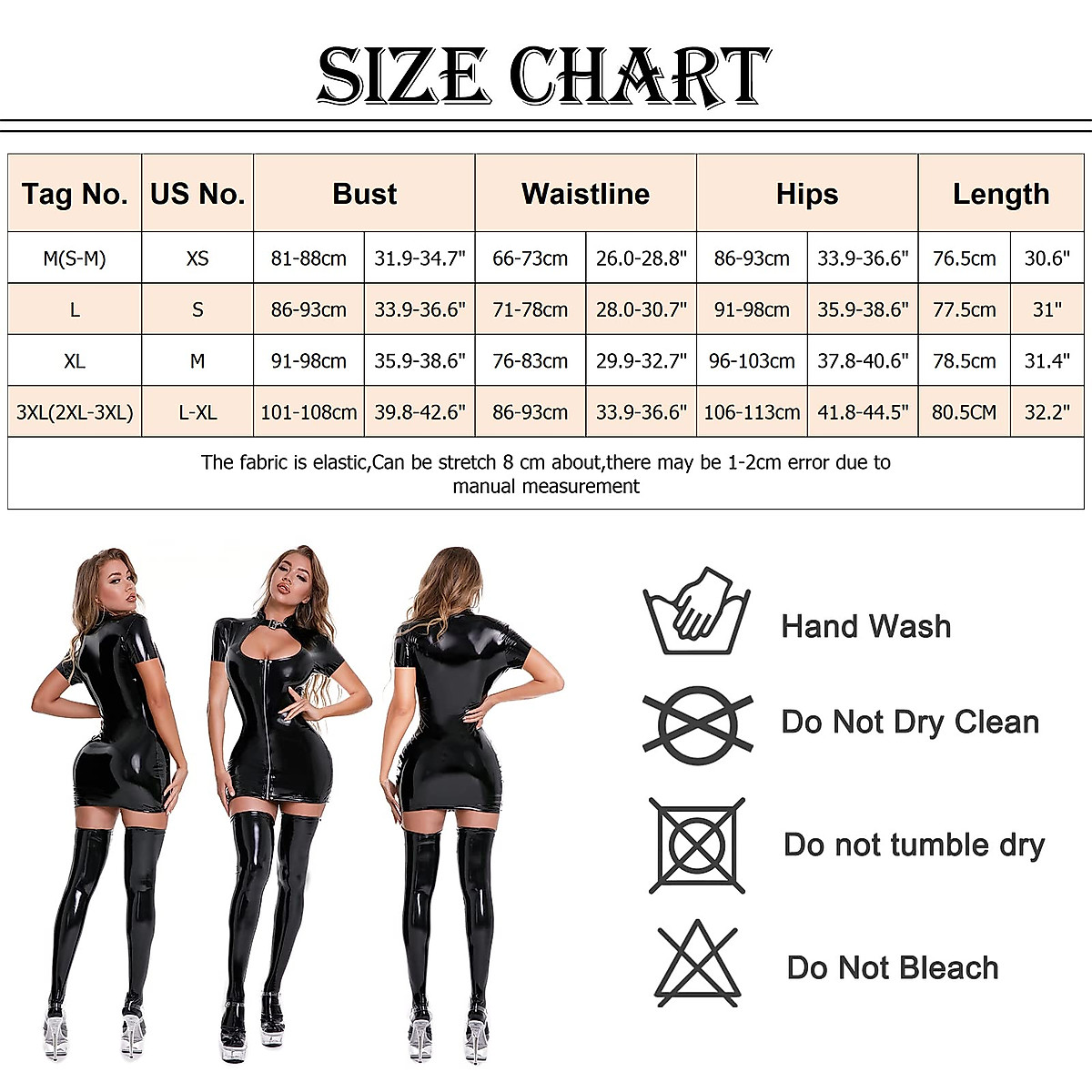 FEOYA Leather Dress for Women Sexy Latex Lingerie Wet Look Bodycon Clubwear Costumes Metallic Shinny One Piece Outfits