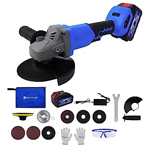 Brushless Cordless Angle Grinder, 21V Cordless Grinder w/ 3.0Ah Li-Ion Battery & Charger, 2-Position Handle, 4-1/2'' Blade, Quick-Change Wheel Guard, Rechargeable Grinder Tool set