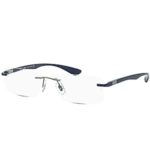 Ray-Ban RX8724 Titanium Rectangular Prescription Eyeglass Frames, Matte Gunmetal/Demo Lens, 54 mm