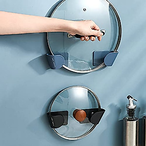 EUBUY Wall Mount Pot Lid Organizer, 1 Pair Adjustable Cabinet Door Organizer Wall Mount Pot Lid Holder Pot Hangers for Kitchen, Save More Space