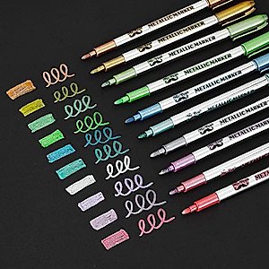 Mr. Pen- Metallic Paint Markers,10 Colors, Metallic Markers for Black Paper, Rock Painting, Card Making, Ceramics, Metal, Glass, DIY Photo Album, Scrapbooking Supplies, Metallic Non-Permanent Markers