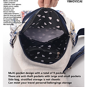 YIMOYICAI Backpack Purse for Women Girl's Convertible Sling Bag Boho Hippie Embroidered Woven Canvas with Woven Cotton Perfect Small Sling Bag Bird's Nest