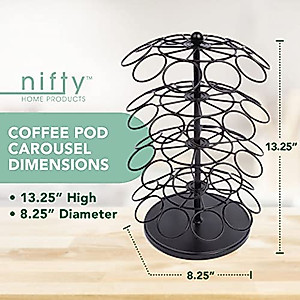 Nifty K Cup Holder – Compatible with K-Cups, KD Coffee Pod Carousel | 40 K Cup Holder, Spins 360-Degrees, Lazy Susan Platform, Modern Black Design, Home or Office Kitchen Counter Organizer