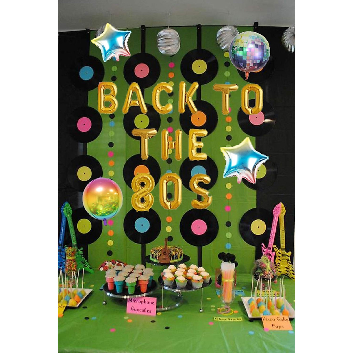 JeVenis 5 PCS Back To The 80s Balloon Banner 80s Retro Party Balloon 80s Party Decorations 80s Party Supplies 80s Themed Party Hip Hop Party 80s Photo Backdrop