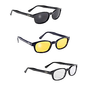 Pacific Coast Sunglasses Original KD's Biker Sunglasses 3-pack Smoke, Yellow and Clear Lenses