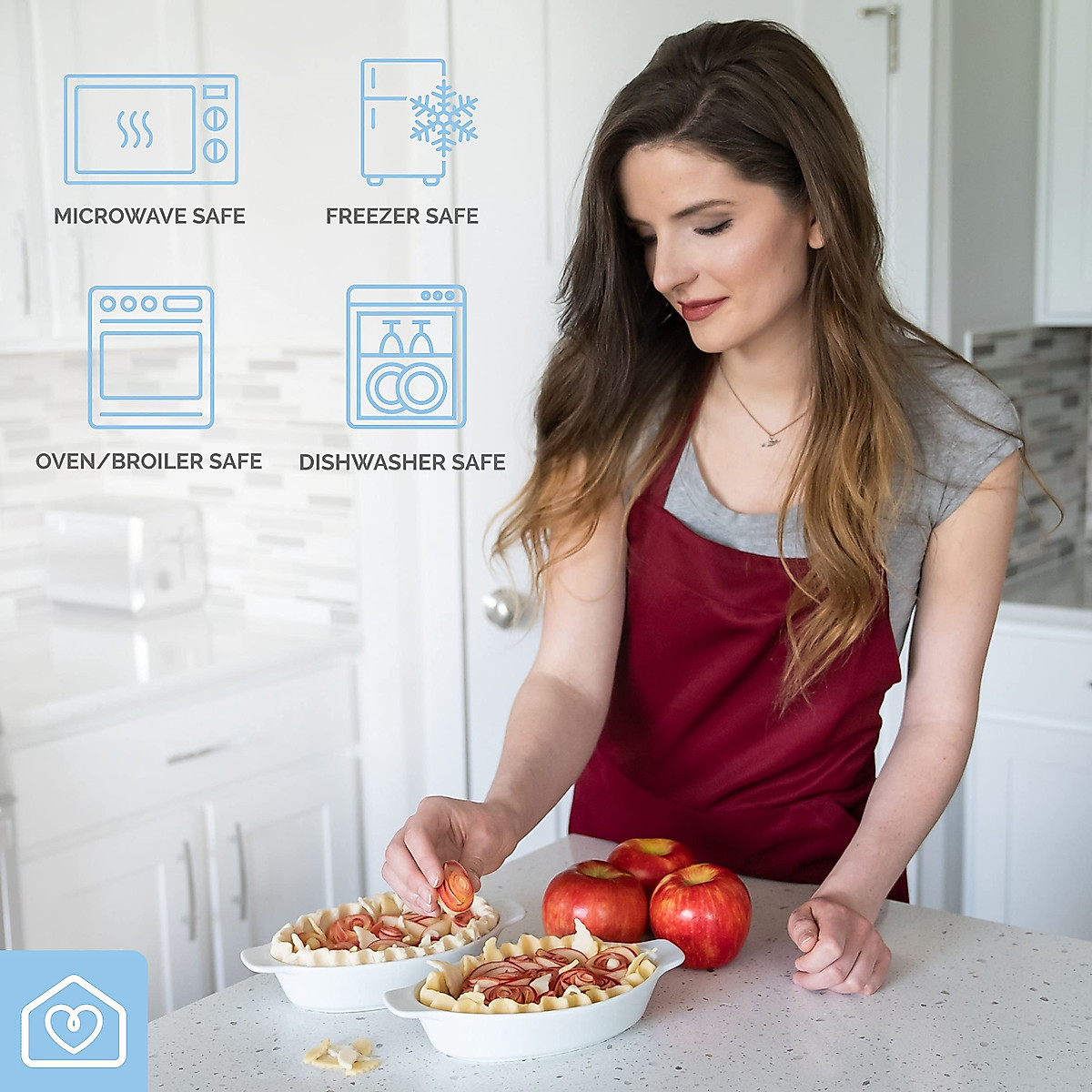 Heartland Home Porcelain Mini Casserole Dish Oval (6pc Set). Cauliflower Au Gratin Baking Dish, Banana Split Bowls, Single Serving, Small Individual