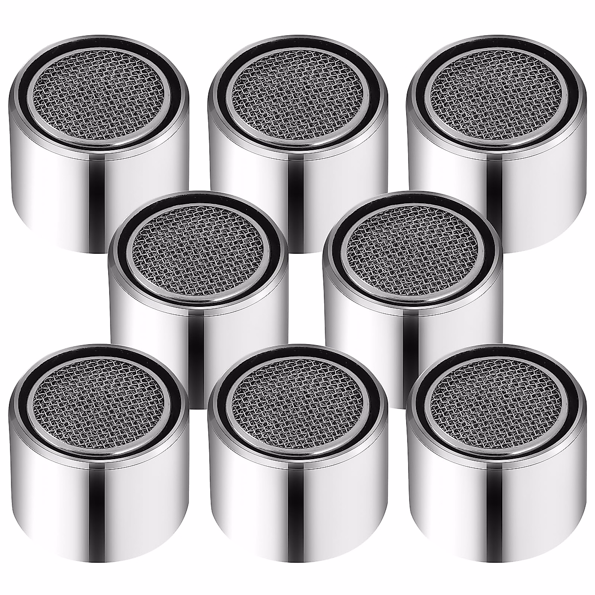 Faucet Aerator for Kitchen and Bathroom Sink, 8 Pcs Female Thread Chrome Brass 55/64 Inch 22mm Filter With Gasket