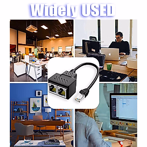 Ethernet Splitter 1 to 2 RJ45 Network Adapter, Suitable for Computer/Router/Network Box with RJ45 Interface, Compatible with Cat5/5e/6/7(Only one Output Port is Working at The Same time)