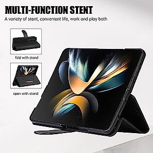 Smartphone Flip Cases Kickstand Case for Samsung Galaxy Z Fold 4 5G Case,Premium PU Leather Wallet Case with Card Holder,Magnetic Closure Shockproof Case Full Body Protection Phone Cover Case Flip Cas