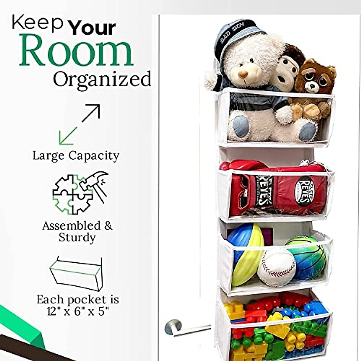 Homey Product Big Pocket Over The Door Organizer Storage Rack - Transparent Large Capacity - for Your Kitchen, Bathroom, Toy Room, Closet