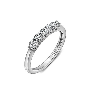 Amazon Essentials Platinum Plated Sterling Silver Infinite Elements Cubic Zirconia Round Cut 5 -Stone Ring, Size 8 (previously Amazon Collection)
