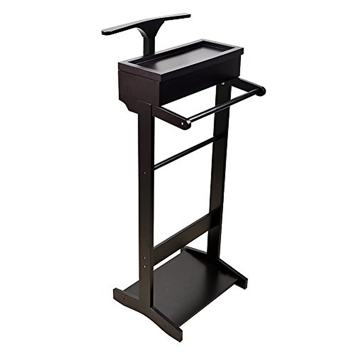 GLS Black Wood Suit Valet Stand Clothes Rack Father's Day Gift