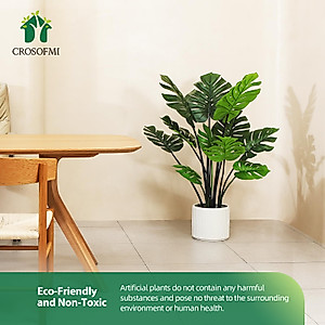 CROSOFMI Artificial Monstera Deliciosa Plant 37" Fake Tropical Palm Tree, Perfect Faux Swiss Cheese Plants in Pot for Indoor Outdoor House Home Office Garden Modern Decoration Housewarming Gift,2 Pack