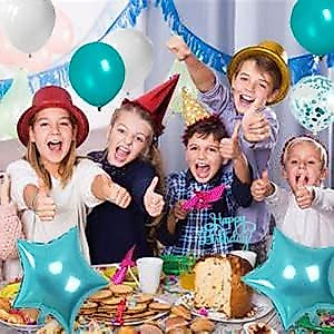 Happy Birthday Decorations Teal Blue Birthday Decorations for Women Girls-Teal Blue and Silver Birthday Balloons Kit,Turquoise Birthday Party Decorations