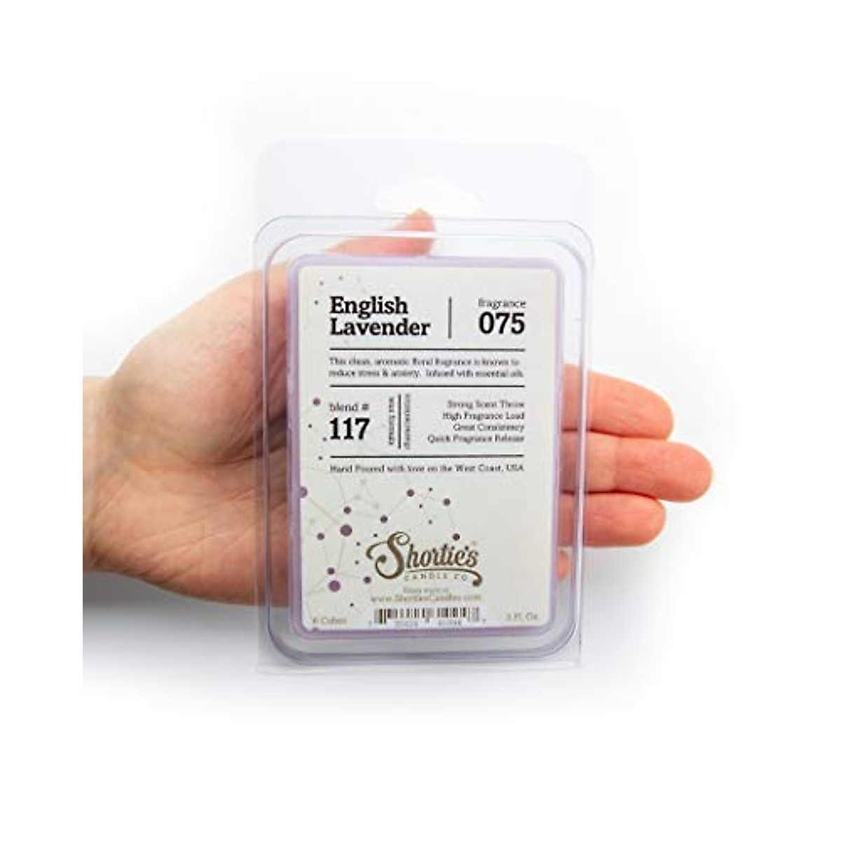 Shortie's Candle Company Pure English Lavender Wax Melts Multi Pack - Formula 117-2 Highly Scented Bars - Made with Essential & Natural Oils - Flower & Floral Air Freshener Cubes Collection