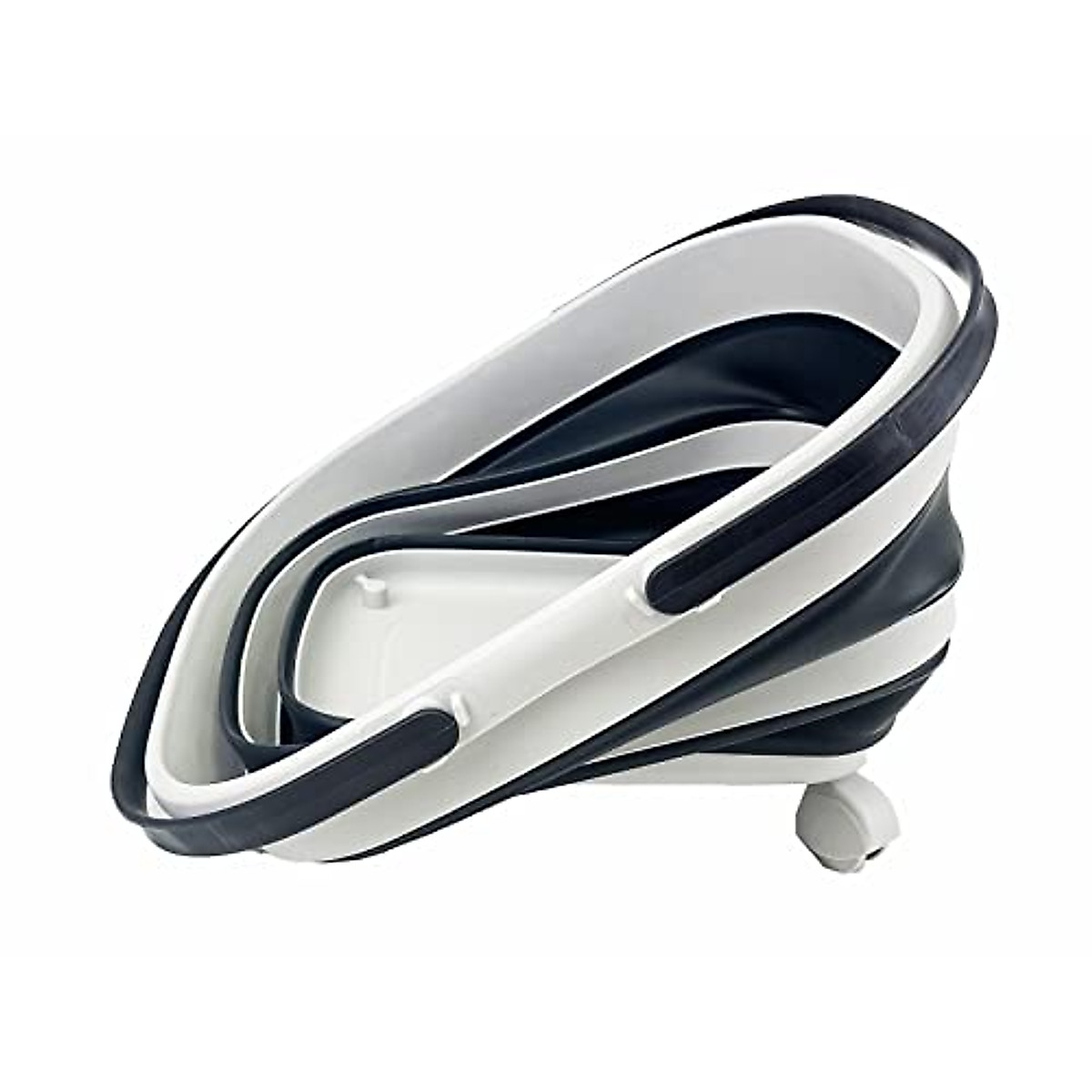 SAMMART 17L(4.5 Gallon) Collapsible Basket with Handle-Portable Outdoor Picnic Basket/Crater with 360˚ Rotating Wheels-Foldable Shopping Bag-Space Saving (Grey/Slate Grey)