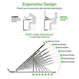 M JJYPET Laptop Stand for Desk , Aluminum Computer Stand Holder, Ergonomic Anti-Slip Laptop Riser for Desk, Adjustable Notebook Stand for Laptop Compatible up to 17 inches,Foldable, Portable