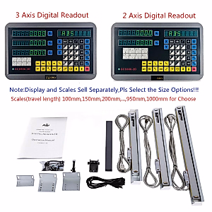 2/3 Axis Digital Readout and TTL Precision Linear Glass Scale DRO Encoder for Milling Lathe,Note: Display and Scales Sold Separately,pls Select the Size options!(3 Axis Digital Readout Display ONLY)