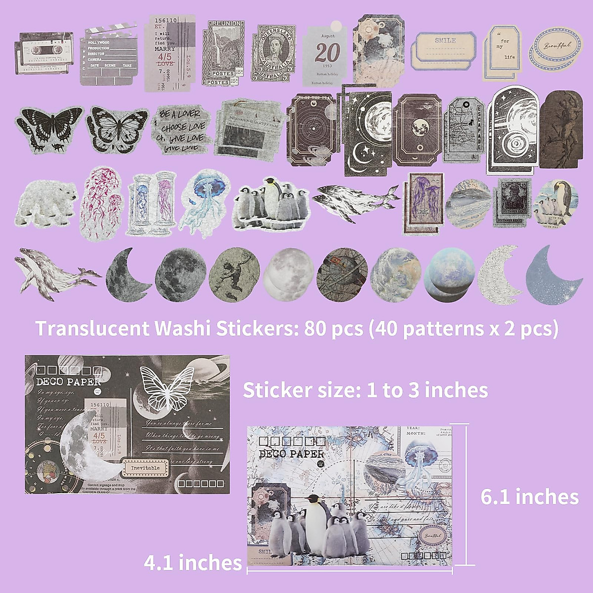 200 Pieces Vintage Scrapbook Kit Scrapbook Stickers Journaling Stickers for Scrapbooking Materials, Planner DIY Arts Craft Collage