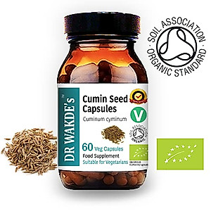 DR WAKDE'S Organic Cumin Seed Capsules, Organic | 60 Veg Caps | Ayurvedic Supplement | Vegan | 100% Herbal | Quantity Discounts | Same Day Dispatch