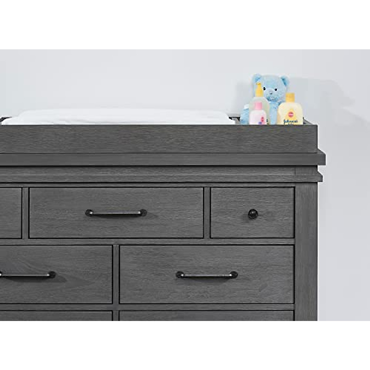 Soho Baby 43065210 Hampton Premium Changing Topper for 7-Drawer Dresser, Wire Brush Canyon Gray Finish