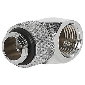 YaeCCC 4 Pack Nickel-Plated Brass Silver Chrome G 1/4" Male to Female 90 Degree Rotary Fitting Adapter for Computer Water Cooling System (4 PCS)