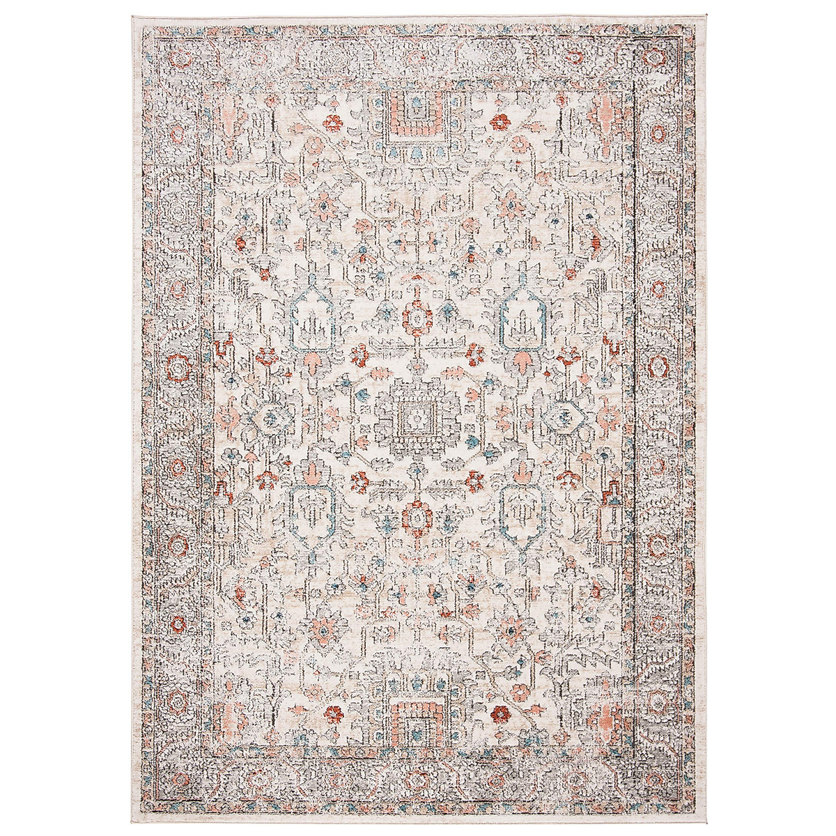 MARTHA STEWART x SAFAVIEH 9' x 12' Grey/Ivory MSR877F Dakota Oriental Non-Shedding Area Rug