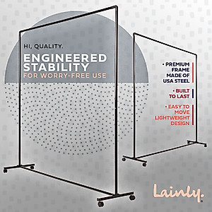 Lainly Rolling Room Divider Wall - Made in North America (6' L x 6' H, Black) Partition Room Dividers, Temporary Wall, Office Divider, Privacy Screen, Wall Divider & Room Divider Screen