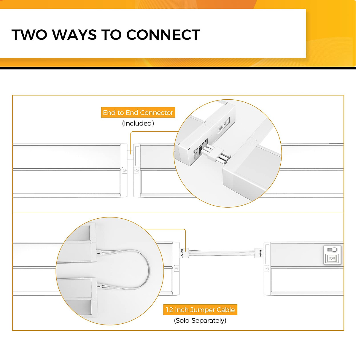 Hizashi 14Inch Under Cabinet Lights Hardwired or Plug in, 5CCT Color Selectable-2700K/3000K/3500K/4000K/5000K, 9W 650lm Dimmable Under Cabinet Lighting, CRI＞90, Linkable, ETL & Energy Star