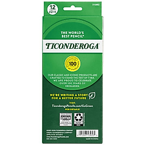 Ticonderoga Wood-Cased Pencils, Unsharpened, 2 HB Soft, Black, 12 Count