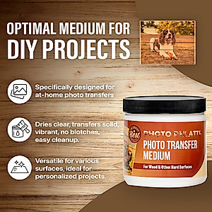 PHOTO PHLATTS Photo Transfer Medium Gel for Transferring Photos to Wood and Other Hard Surfaces | Premium Image Transfers for Wood DIY Crafts and Personalized Gifts | 8oz