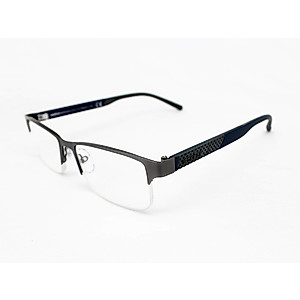 FosterGrant Ironman IronFlex IM1001 Men's Reading Glasses Semi Rimless Gun (Blue, 1.25)