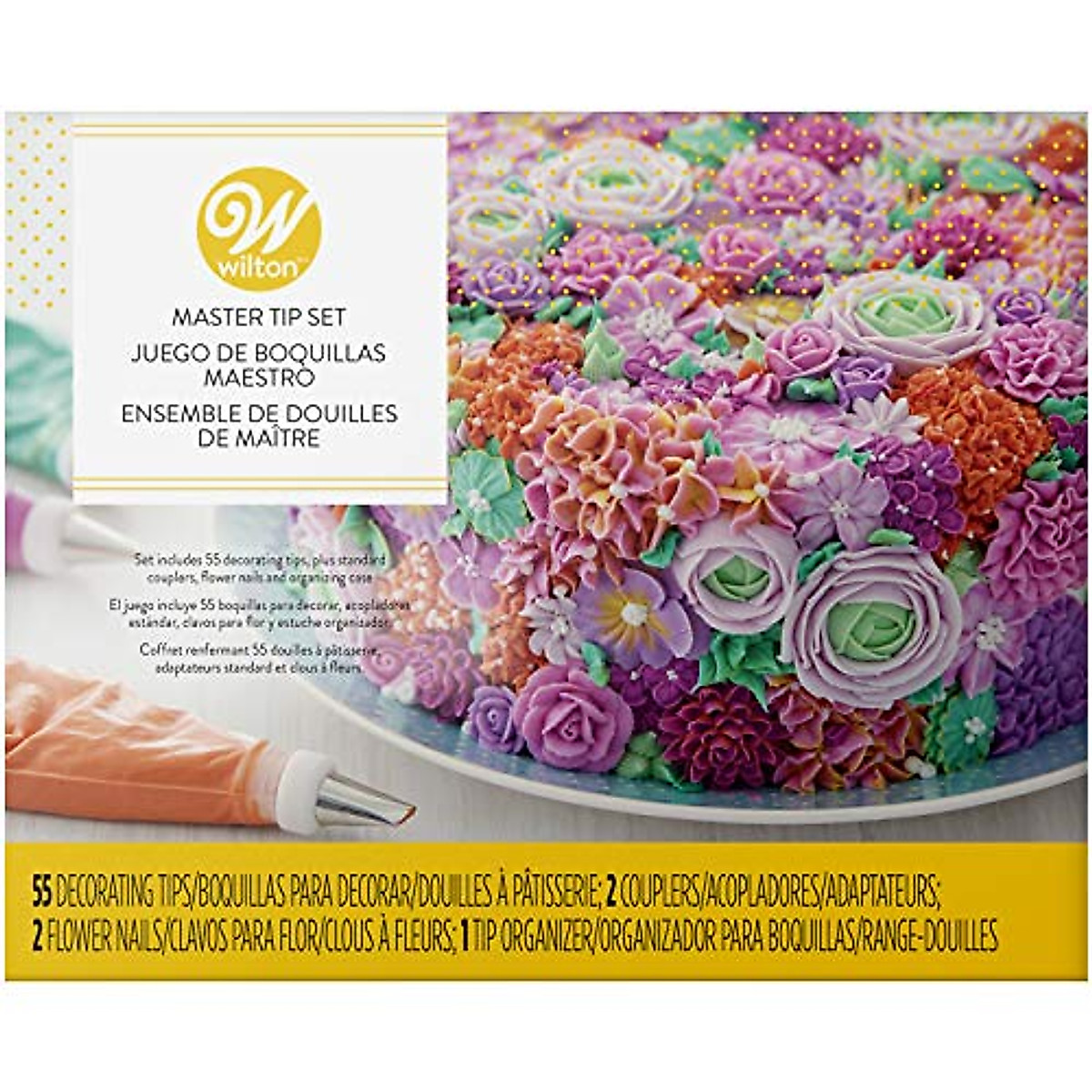 Wilton Piping Tips for Cake & Cupcake Decorating, 55-Piece Cake Supply Master Decorating Tip Set, Metal Tips