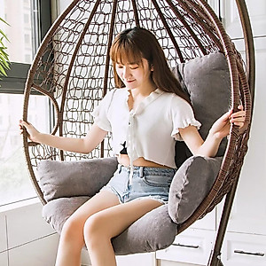 Eoieov Hanging Egg Chair Cushions,Removable Swing Cushion Replacement,Indoor/Outdoor Swing Chair Cushion,Soft Hanging Egg Hammock Chair Seat Pads,Black Removable.45 * 20"