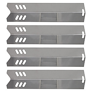 4-Pack BBQ Grill Heat Shield Plate Tent Replacement Parts for Uniflame Grill GBC1059WE-C - Compatible Barbeque Stainless Steel Flame Tamer, Flavorizer Bar, Vaporizer Bar, Burner Cover 15"