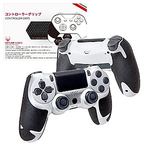 HOTLINEGAMES 2.0 Plus Controller Grip Compatible with PS4 DualShock 4 Controller, Textured Soft Skin Kit, Pre-Cut, Easy to Apply, Sweat-Absorbent (for Handle Grips)