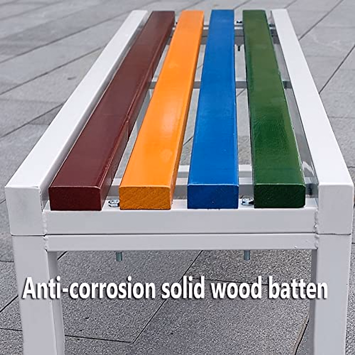 Outdoor Park Bench, 120-220CM Colored Iron Lounge Bench, Courtyard Park Gallery Square Weatherproof Bench (Size : 40X45X120CM)