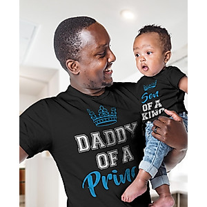 Daddy of a Prince Son of a King Matching Shirts Gifts for New Dads Fathers Day Dad Shirt and Baby Bodysuit Set Daddy Black Large/Son Black Newborn (0-3M)