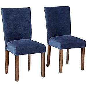 HomePop Parsons Classic Upholstered Accent Dining Chair, Set of 2, Navy Velvet