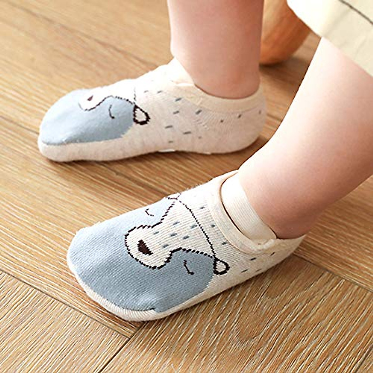 MOLUMIX Baby Anti Slip Grips Animal Socks 8-36 Months, Toddler Non Slip Floor Socks for Girls and Boys 6 Pairs